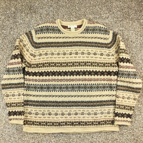 Eddie Bauer | Sweaters | Vintage Eddie Bauer Sweater Wool Fair Isle Roll Neck Pullover Womens ...